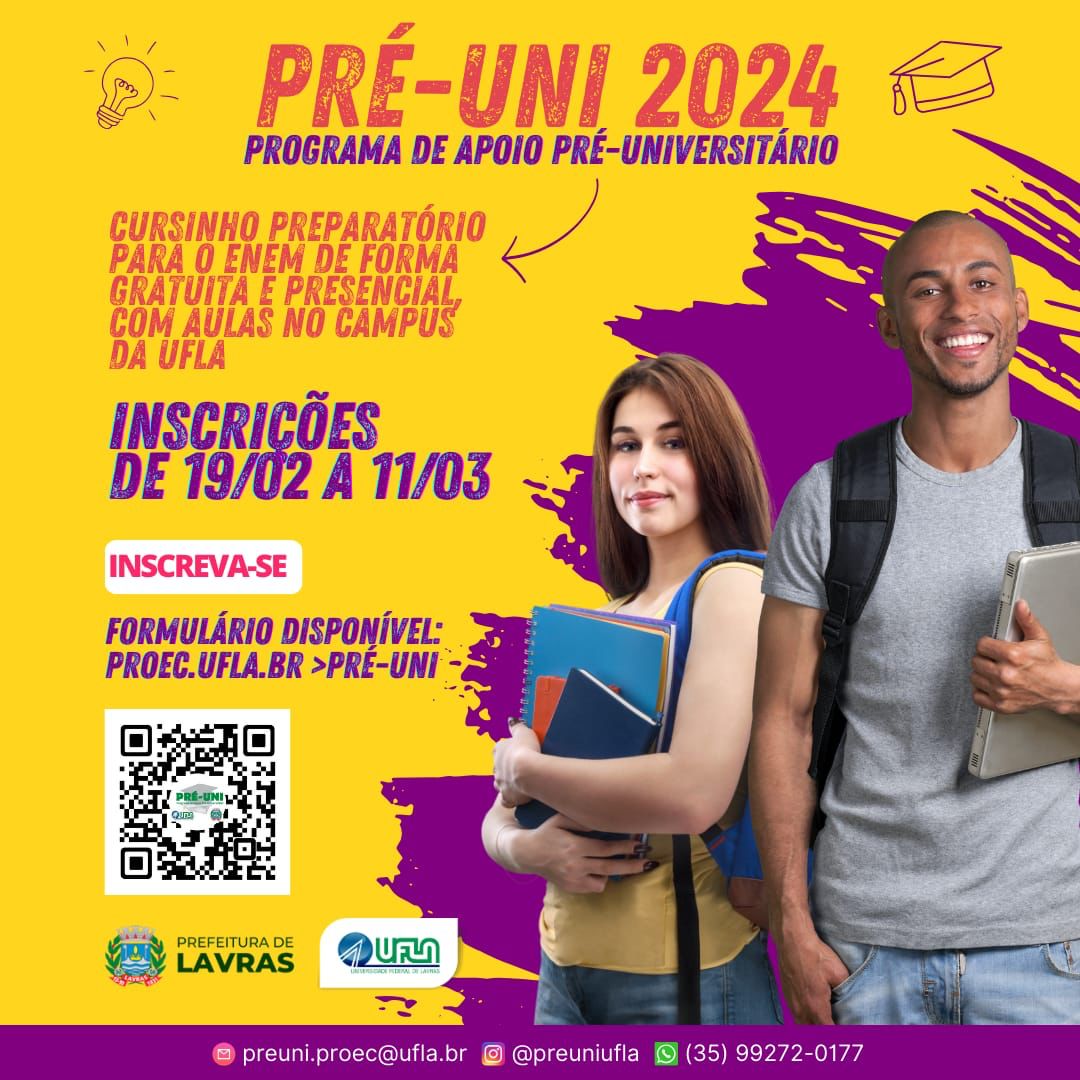 Abertas as inscrições para o Pré-Uni 2024, cursinho pré-vestibular da ...